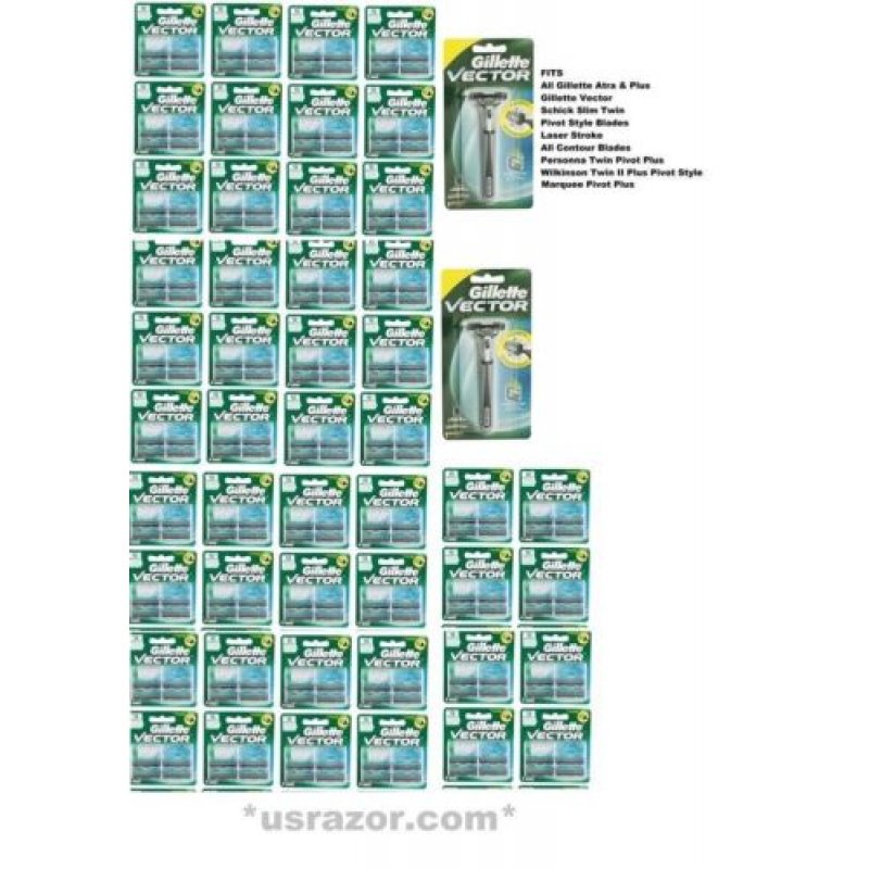 202 GILLETTE Vector BLADES 2 Razors Cartridges Fits Atra Plus Shaver ...
