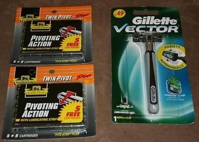 11 Refills GILLETTE Vecotor Razor Works With Atra Pivot Plus Blades ...