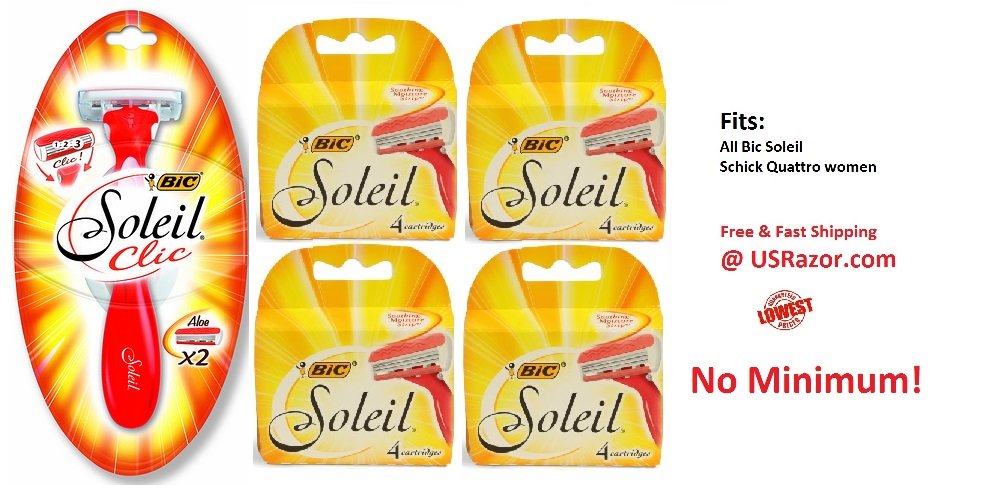 18 Bic Soleil Razor Blades Fits Schick Quattro Women