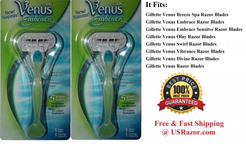 2 Gillette Venus Embrace Razor Women Shaver Handle