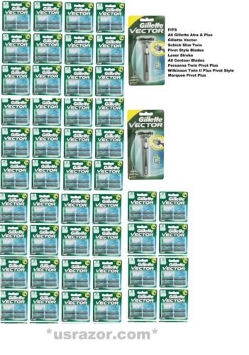 202 GILLETTE Vector BLADES 2 Razors Cartridges Fits Atra Plus Shaver ...